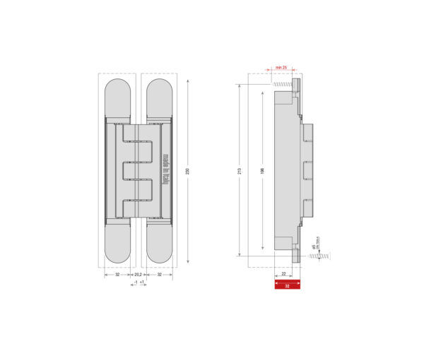 Bisagra Invisible para Puertas Interiores 1432 - ALSADA